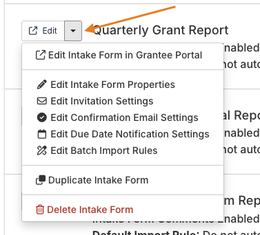 Report and Grantee Submission Intake Forms