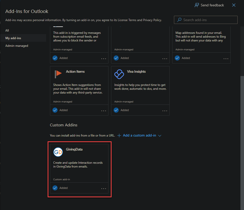 Installing the GivingData NEW Outlook Add-In (sideload)