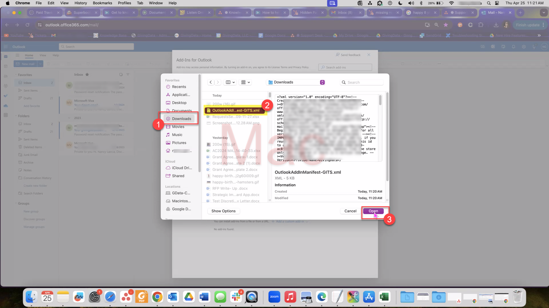 Installing the GivingData NEW Outlook Add-In (sideload)