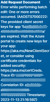 Resolving Azure Client Secret Key Expiration Error